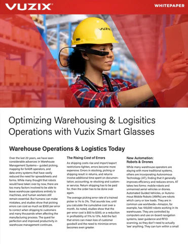 Optimizing Warehousing & Logistics White Paper – Vuzix Corporation