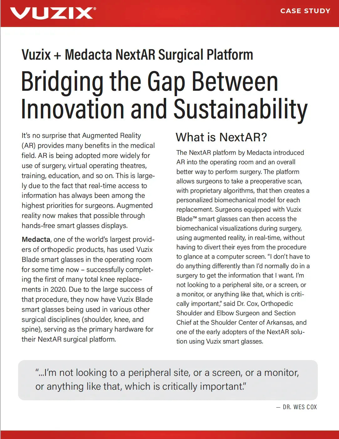 MEDACTA CASE STUDY – Vuzix